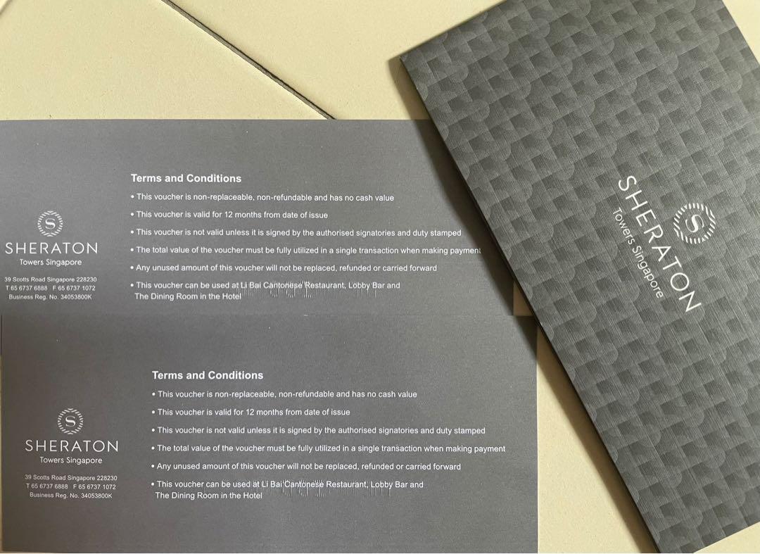 S$200 Sheraton Towers Gift Voucher, Tickets & Vouchers, Vouchers on ...