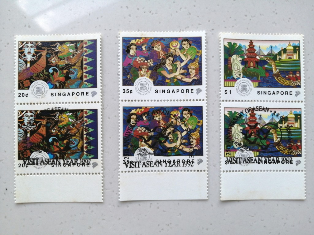 1992 ASEAN 25th Anniversary Mint + CTO Block-of-2 3v Set [Singapore ...