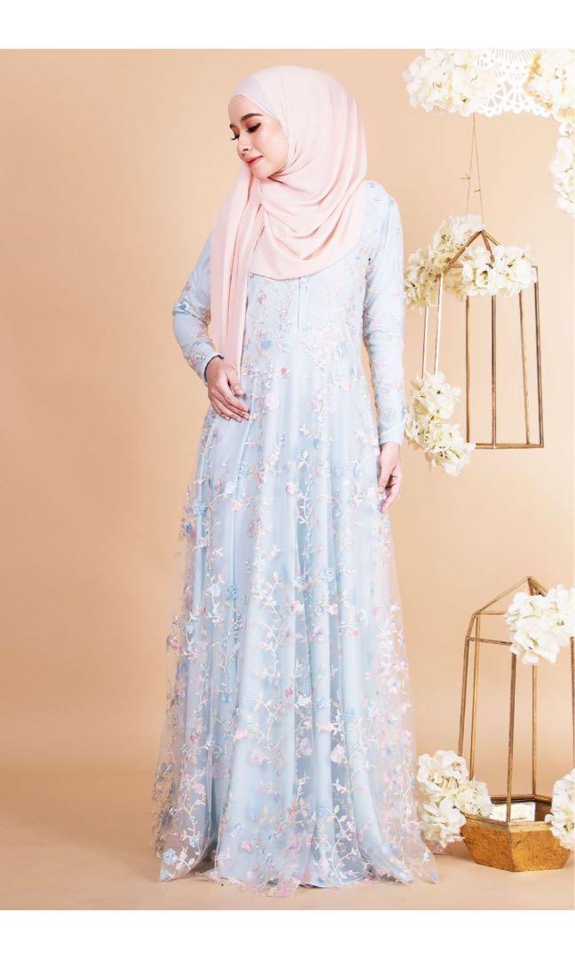 Baju raya baju bertunang pastel blue / baby blue baju raya, Women's ...