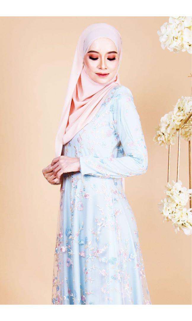 Baju raya baju bertunang pastel blue / baby blue baju raya, Women's ...