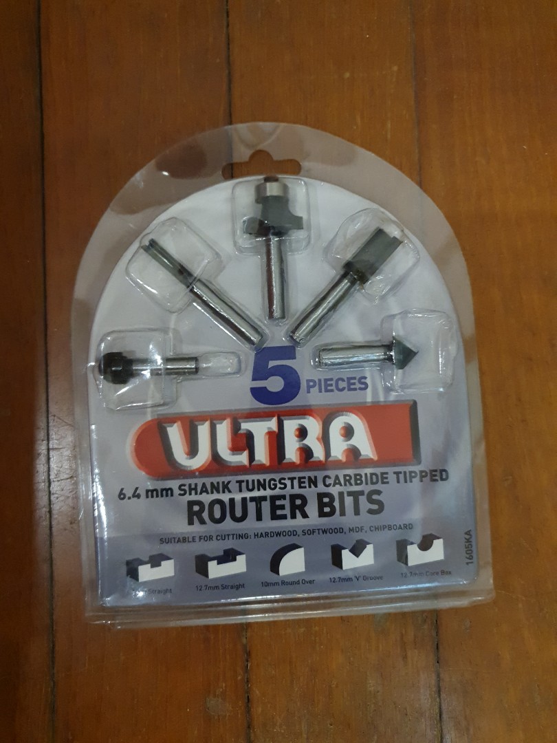 [BNIB] 5-pc Ultra router bits set, Furniture & Home Living, Home ...