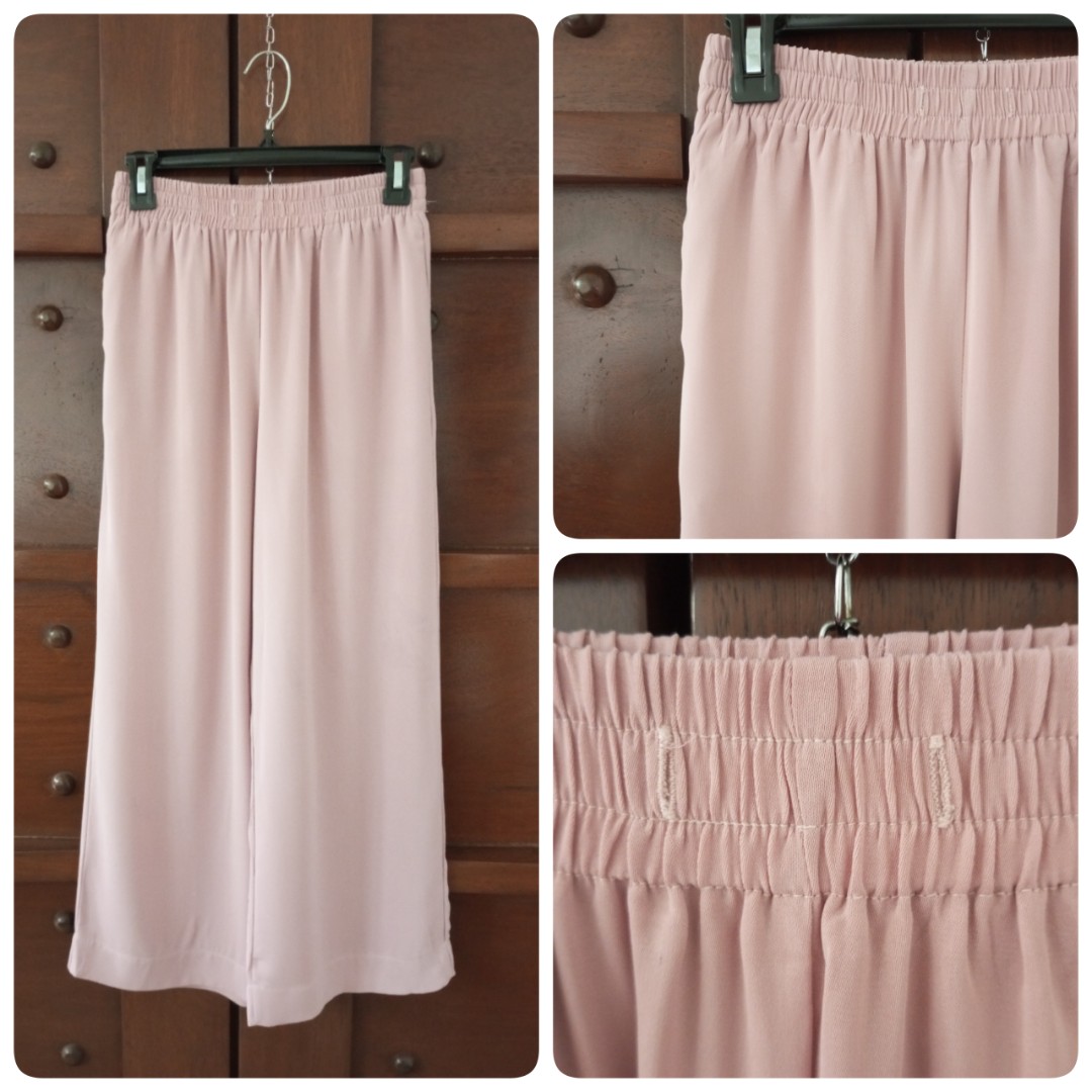 Garterized Blush Pink Pants Trouser (with flaws), Women's Fashion ...
