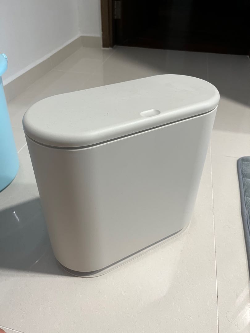 Ivory white dustbin with lid, Furniture & Home Living, Cleaning ...