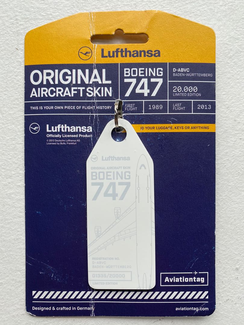 Lufthansa B747 ABVC Aviationtag, Hobbies & Toys, Memorabilia ...