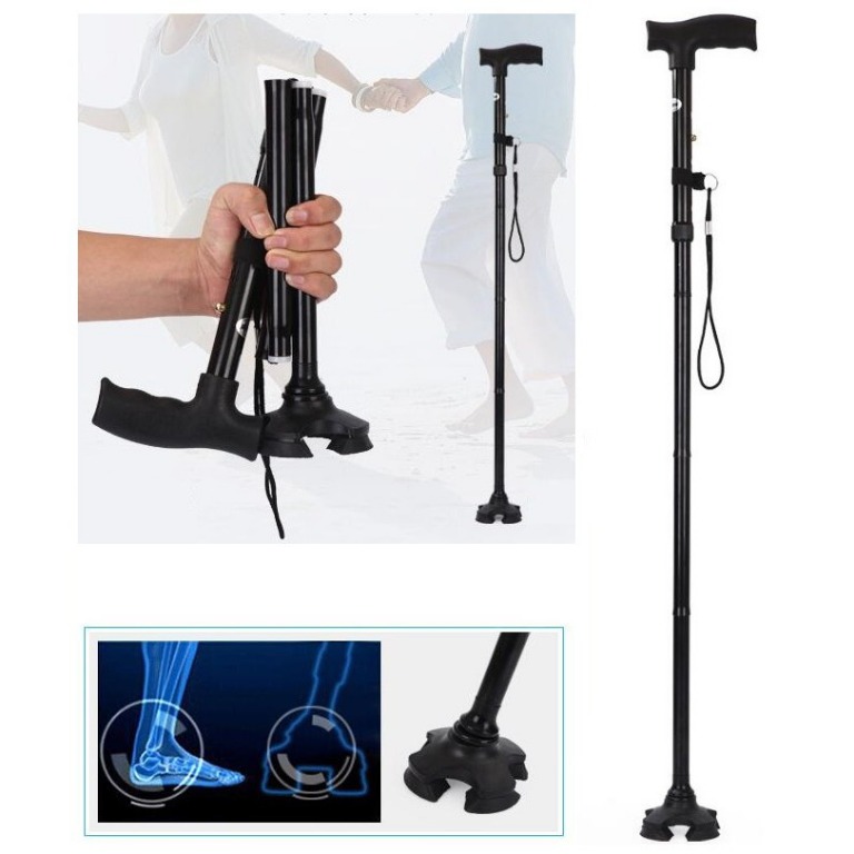 Medical grade foldable walking stick Height adjustable Elderly Safety ...