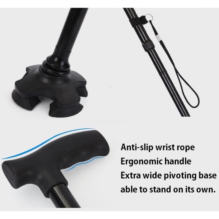 Medical grade foldable walking stick Height adjustable Elderly Safety ...