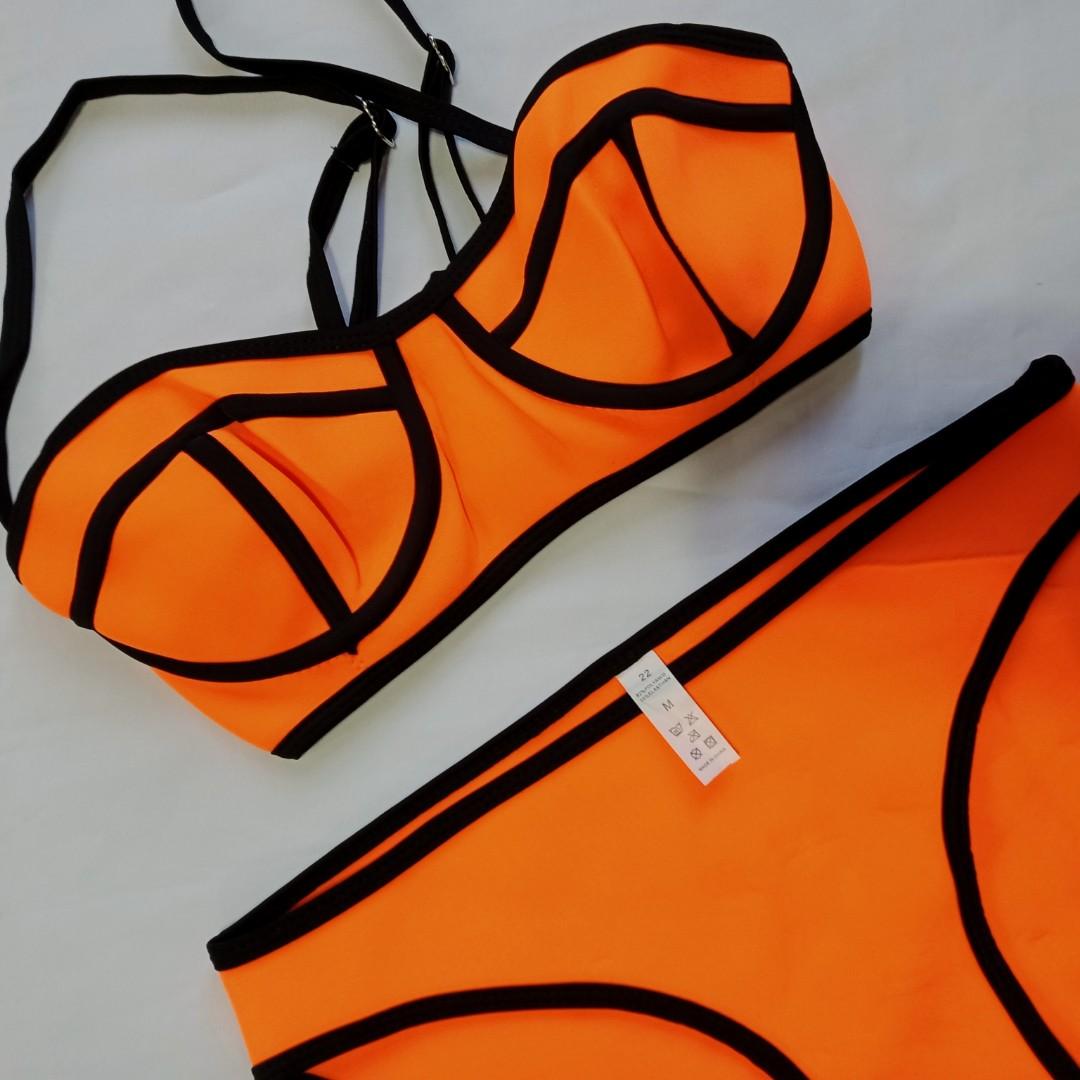 Neon Orange Swimsuit, Women's Fashion, Swimwear, Bikinis & Swimsuits on ...