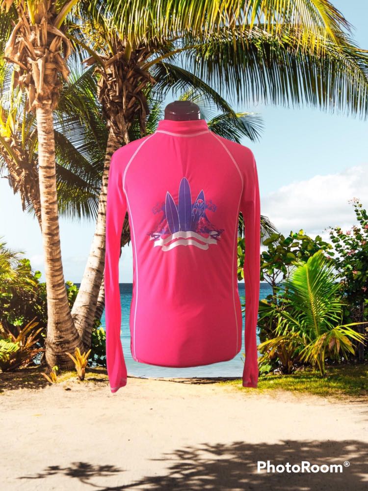 Neon pink women’s rash guard, Women's Fashion, Activewear on Carousell