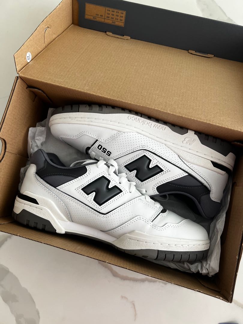 New Balance 550 NB550 White Grey Castlerock Oreo Black, Men's Fashion ...