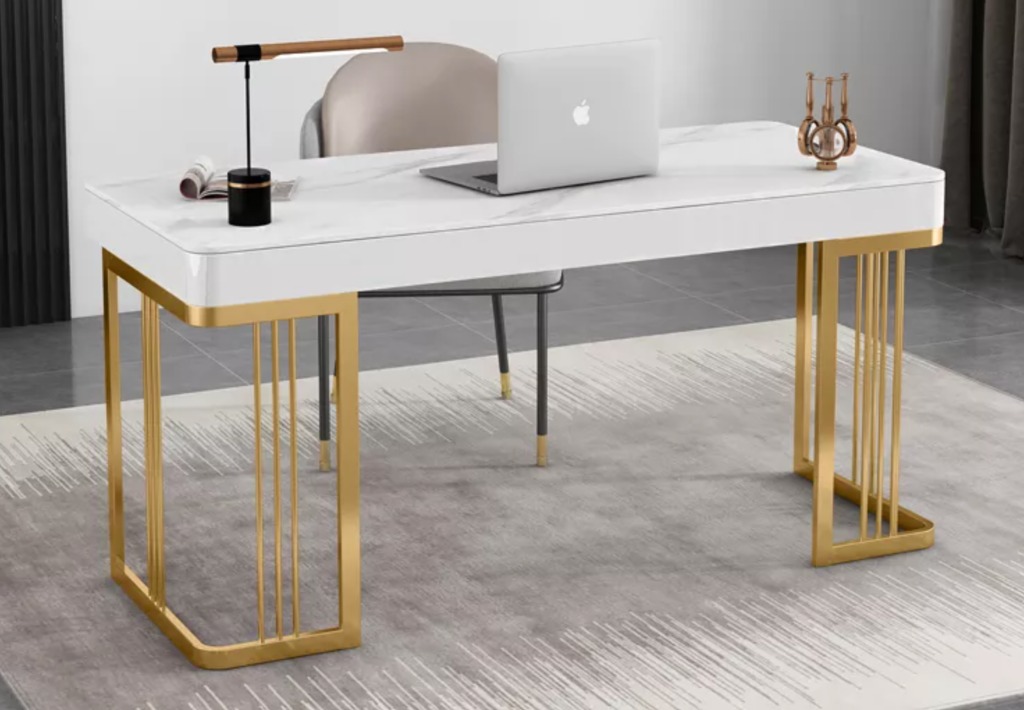 Nordic Style Luxury Computer Desk With Golden Legs Elegant & Modern ...