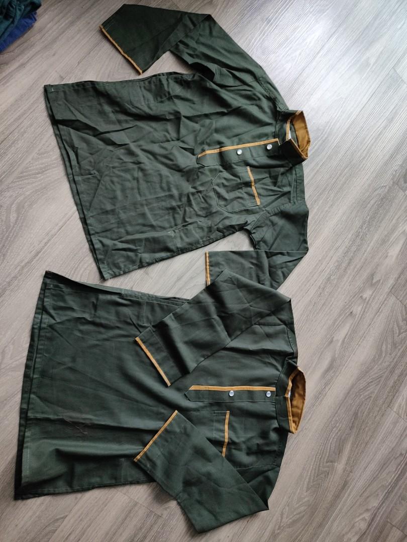 Olive Green Boy Raya Kurta Jubah Top, Babies & Kids, Babies & Kids ...