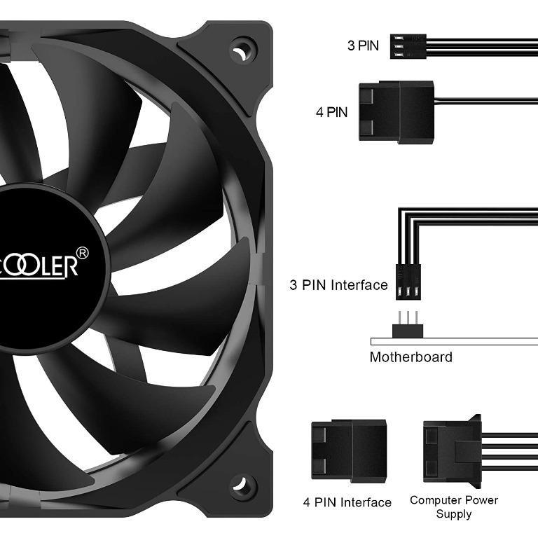 PCCOOLER 120mm Case Fan 3 Pack Dark Night Series, DN-120 High ...