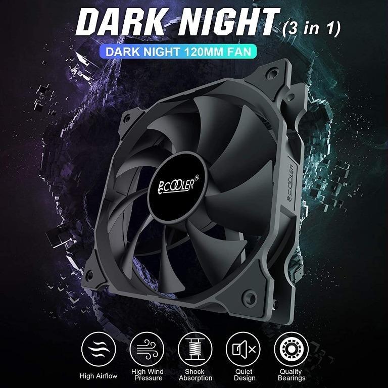 PCCOOLER 120mm Case Fan 3 Pack Dark Night Series, DN-120 High ...