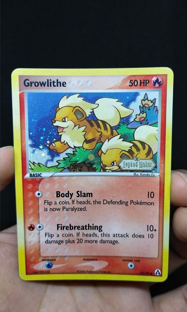 Pokemon Card - GROWLITHE #55 - REVERSE FOIL (EX LEGEND MAKER) YEAR 2006 ...