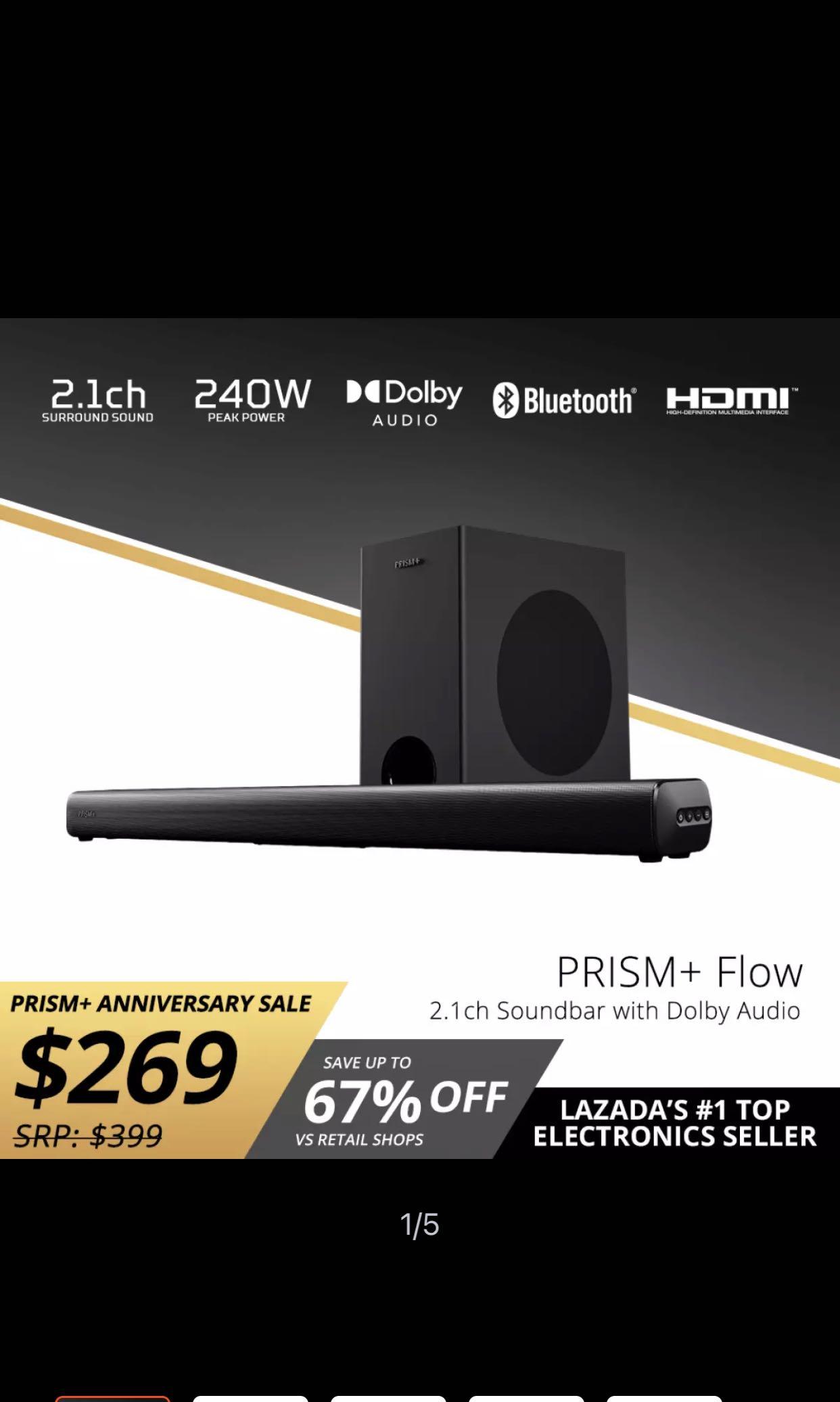 Prism + flow 2.1ch soundbar with Dolby audio | wireless subwoofer ...
