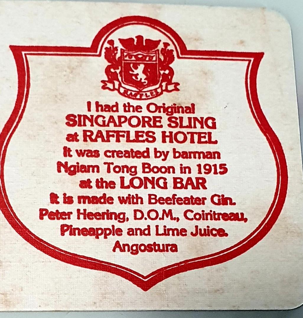 Raffles Hotel coasters : The Singapore Sling. Created in 1915, and now ...