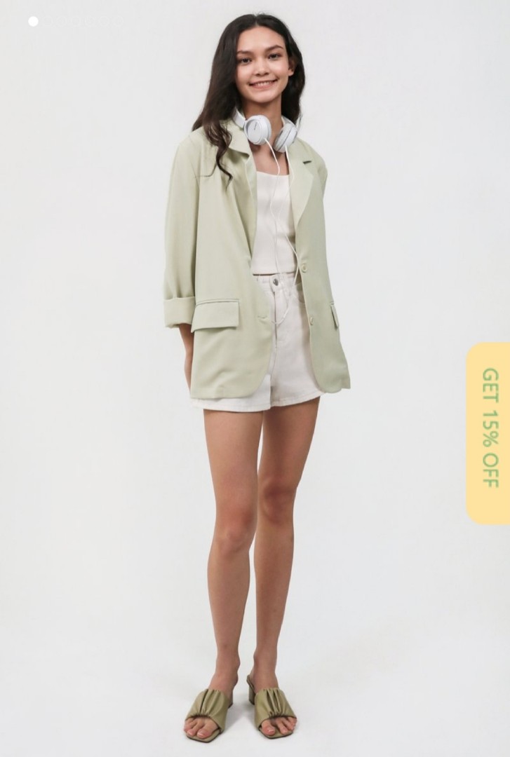 The Tinsel Rack Arthur Blazer (Light Mint), Women's Fashion, Coats ...