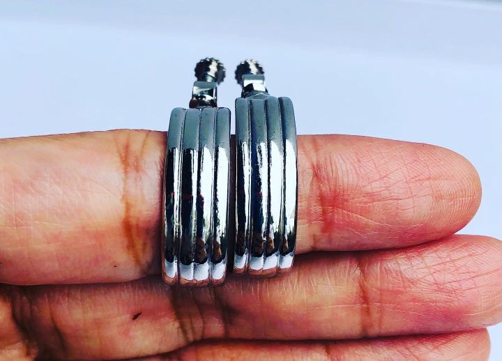 Vintage silver tone triple stack hoop earrings, Women's Fashion ...