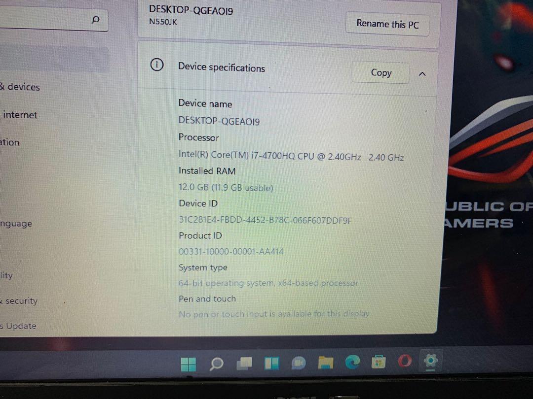 Asus i7 Gaming laptop with Gtx graphic Ssd 12Gb Ram Laptop i7-4700HQ Ram 12Gb Ssd 256Gb Intel Hd ...