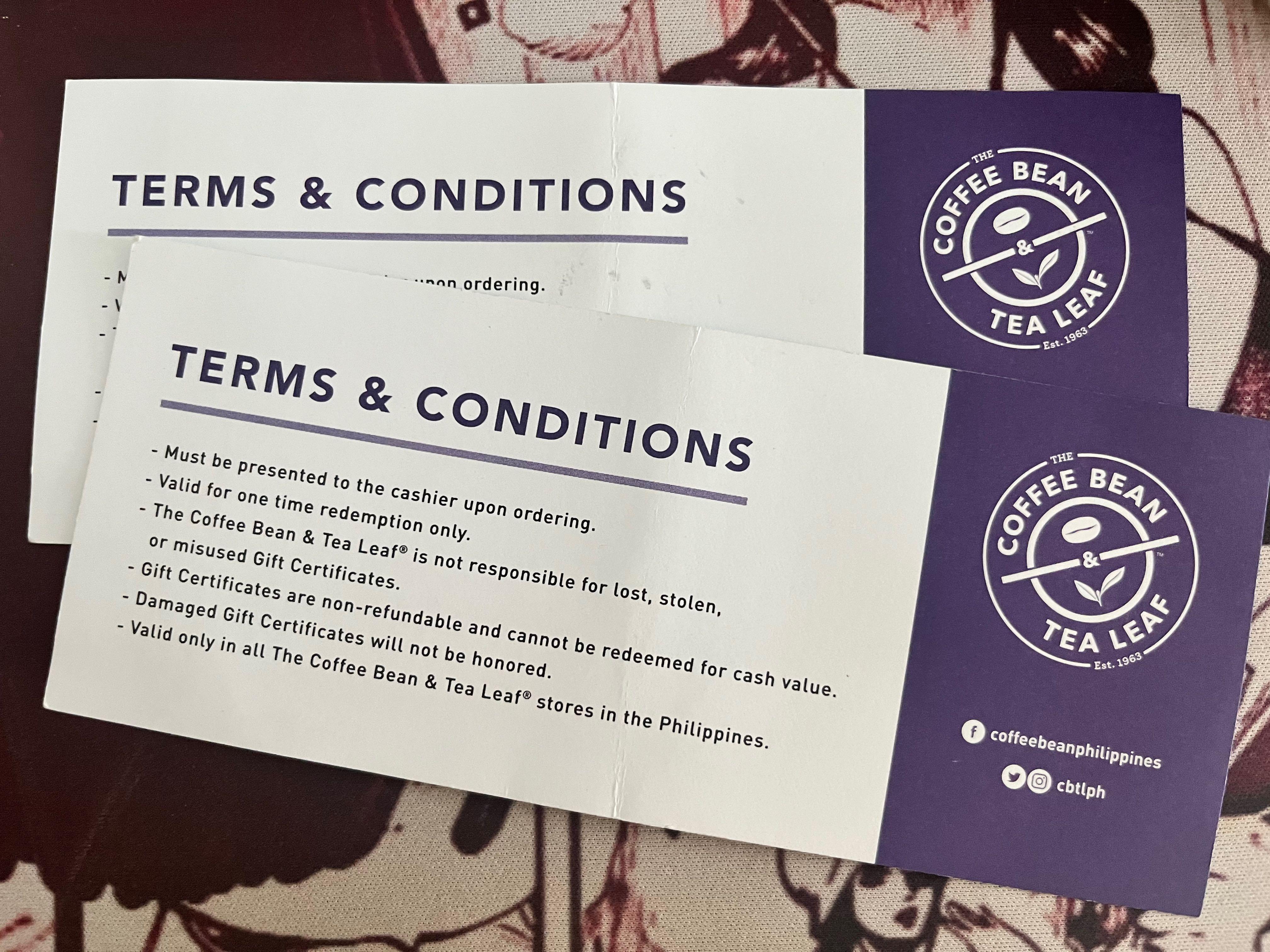 CBTL Gift Certificate, Tickets & Vouchers, Store Credits on Carousell