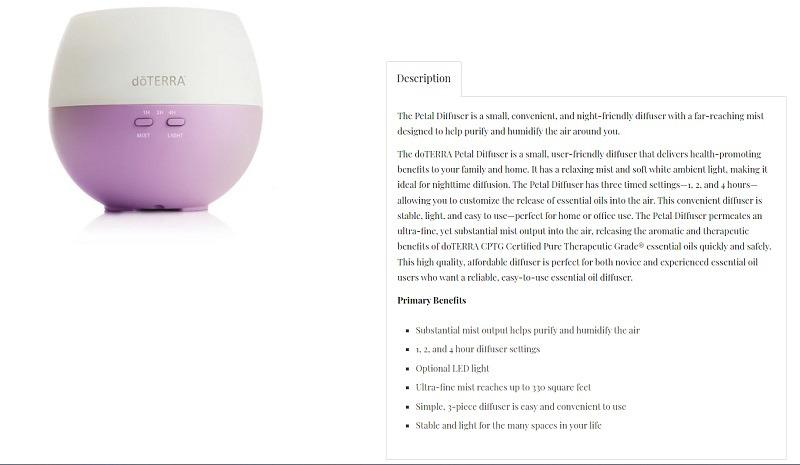 doTERRA Petal Diffuser Original - 1 hour 2 and 4 hour continuous mode ...