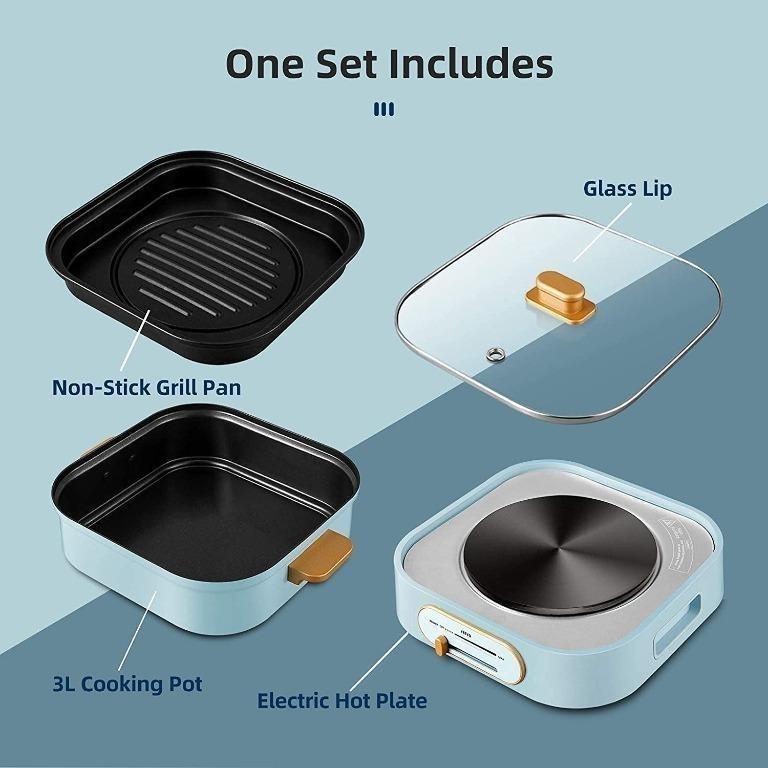 Electric Multi Cooker,3-in-1 Slow Cooking Pot,Non-Stick Grill Pan with ...