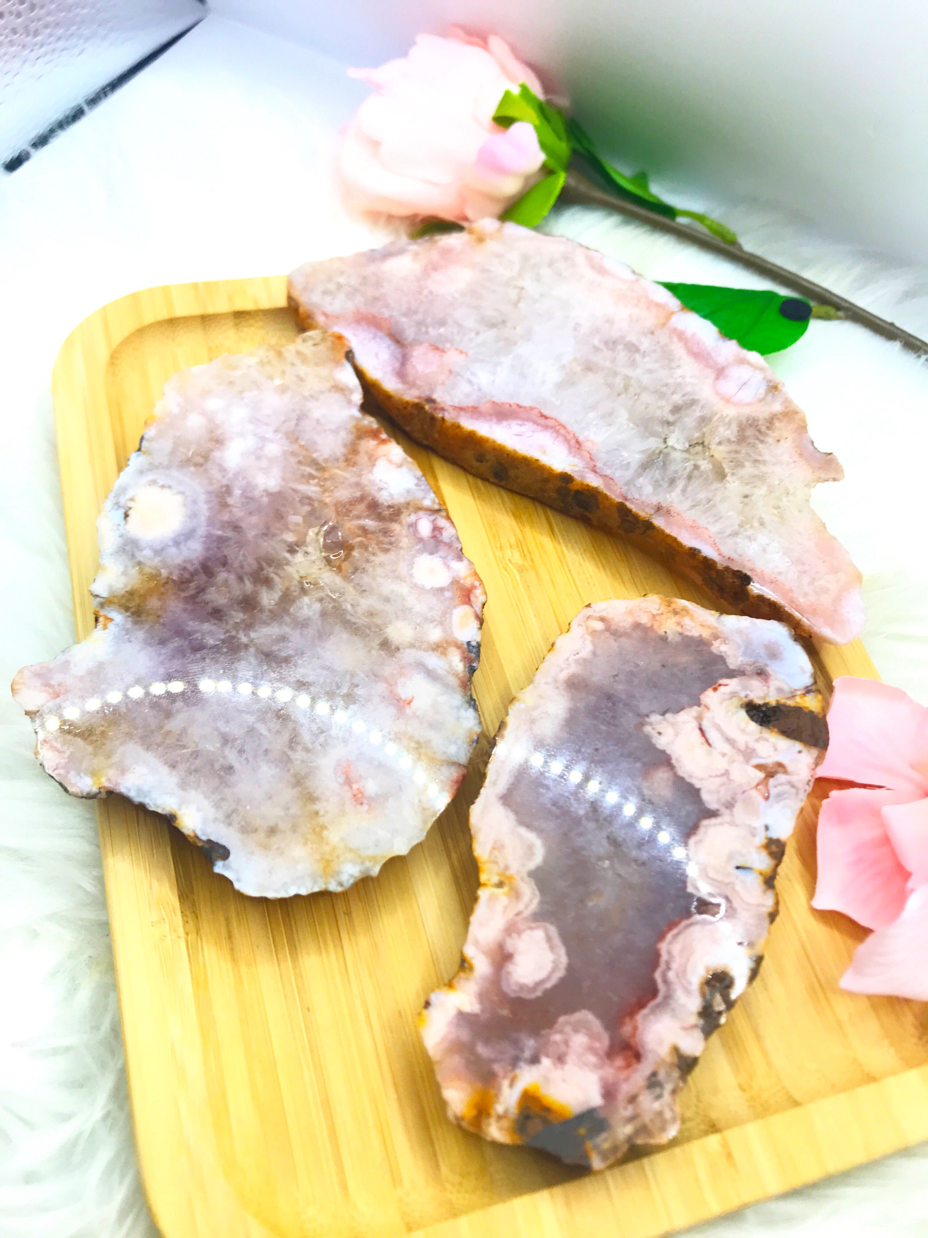 Flower agate x Amethyst slabs, Women's Fashion, Jewelry & Organisers ...