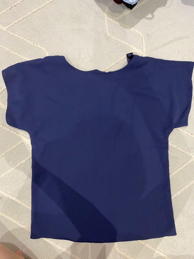 Formal navy blue top, Women's Fashion, Tops, Blouses on Carousell