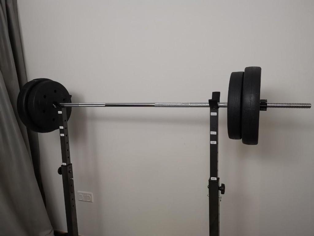 Home Gym Set Up | Squat Rack, Bench, Barbell & Weights(90 KG ...