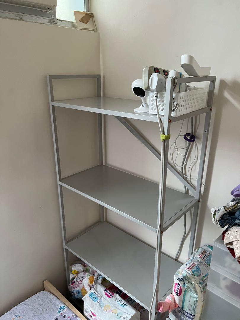 Ikea metal shelf DRAGET light grey鐵層架, 傢俬＆家居, 傢俬, 書櫃、櫃子及架 - Carousell