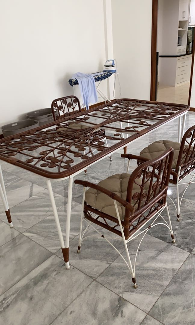 Indonesian Dining table set with 4 chairs, Furniture & Home Living ...