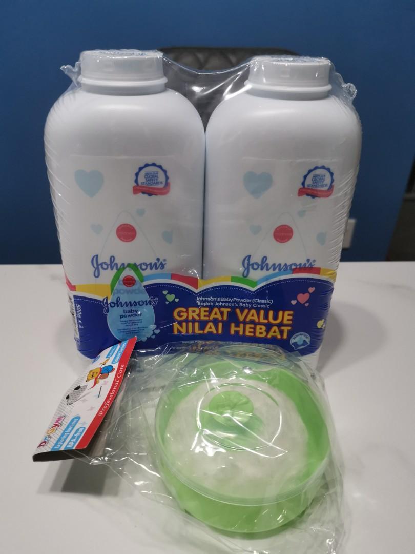 J&J Baby Powder 2x500g w puff, Babies & Kids, Bathing & Changing, Other ...