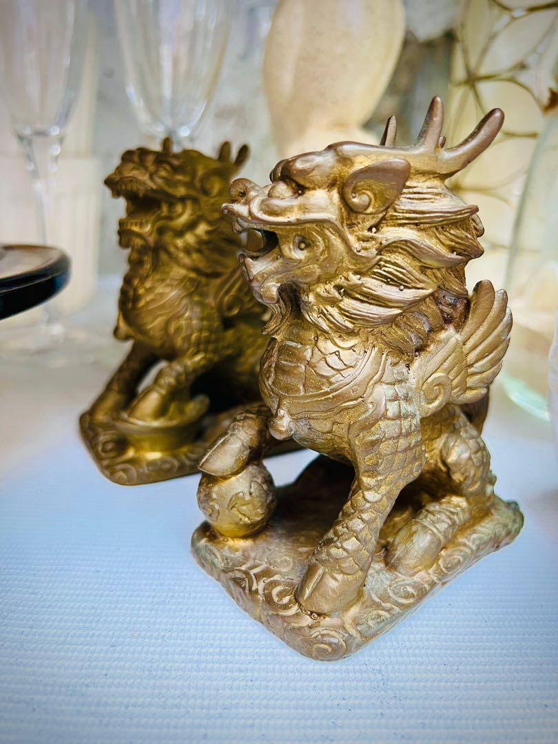 Lucky Chinese Beast Qi Lin Set, Furniture & Home Living, Home Decor ...