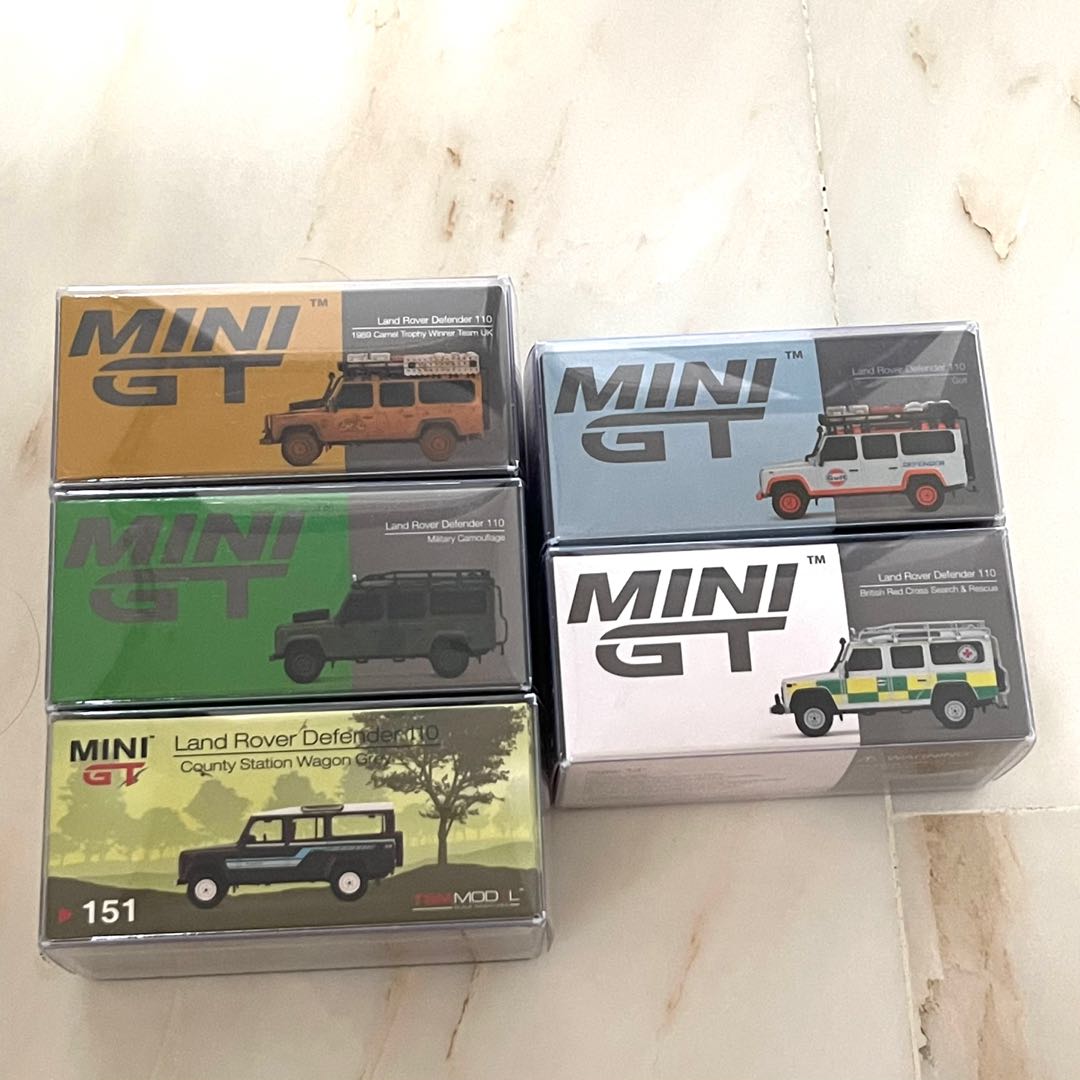MINI GT Land Rover Defender $25 EACH. Station Wagon, GULF, Camel Trophy ...