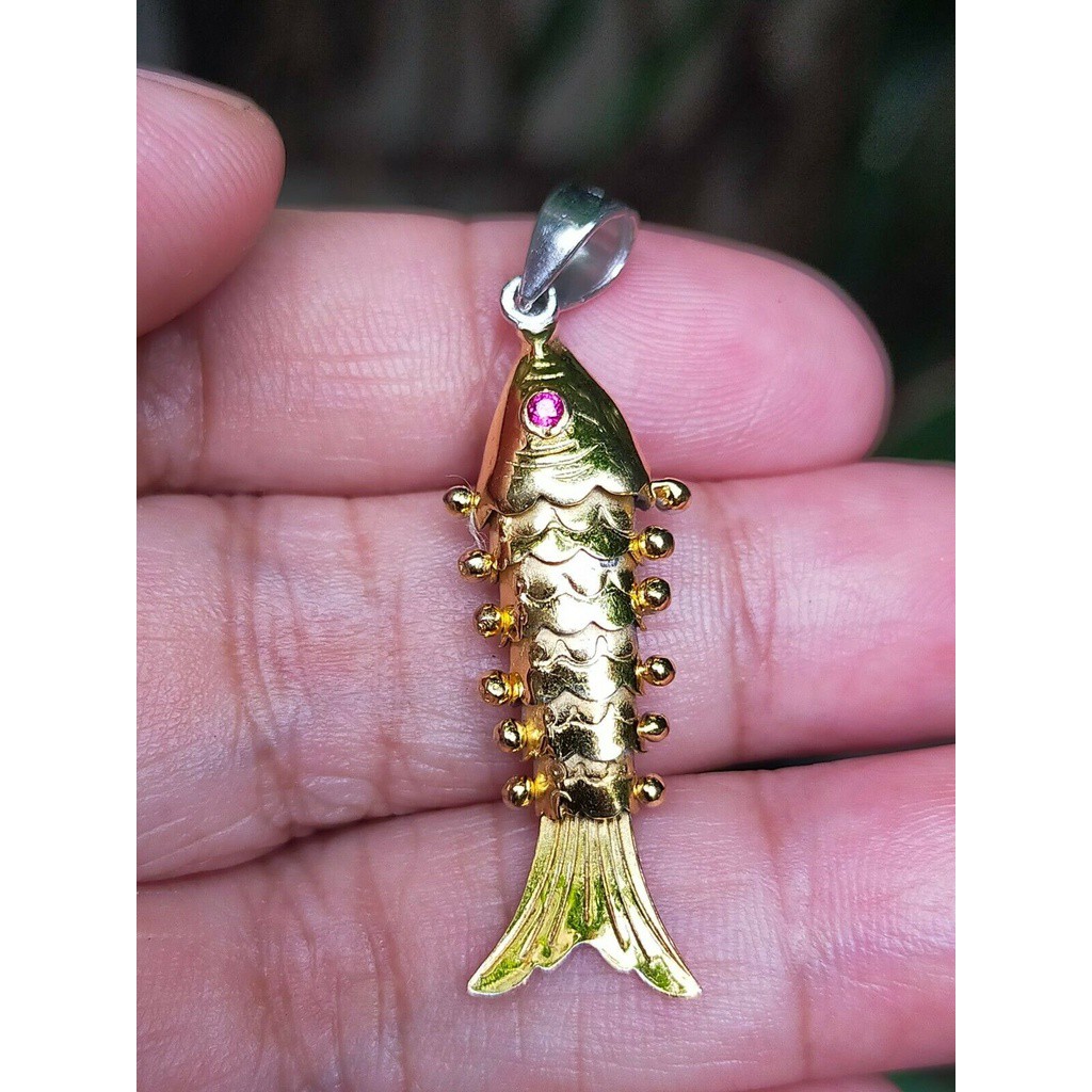 Natural RUBY eyes fish two-toned pendant, Women's Fashion, Jewelry ...