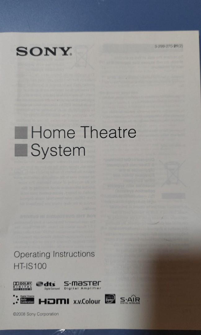 Sony Home Theatre System HT-IS100 新力家庭影院音響組合, 音響器材, Soundbar、揚聲器、藍牙喇叭、耳 ...
