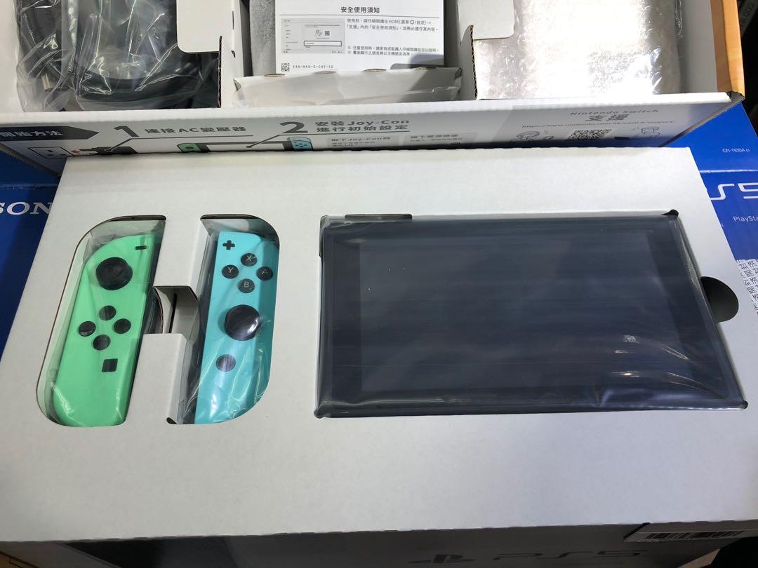 （任天堂Switch 遊戲機系列） 100％ 全新原裝 （行版）任天堂 Nintendo Switch 動物森友會 特別版 兼電池加長版主機 ...