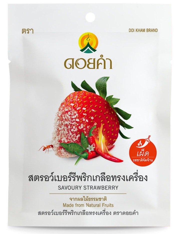 Thai snack: "Doi Kham" Savoury Strawberry, Food & Drinks, Packaged ...