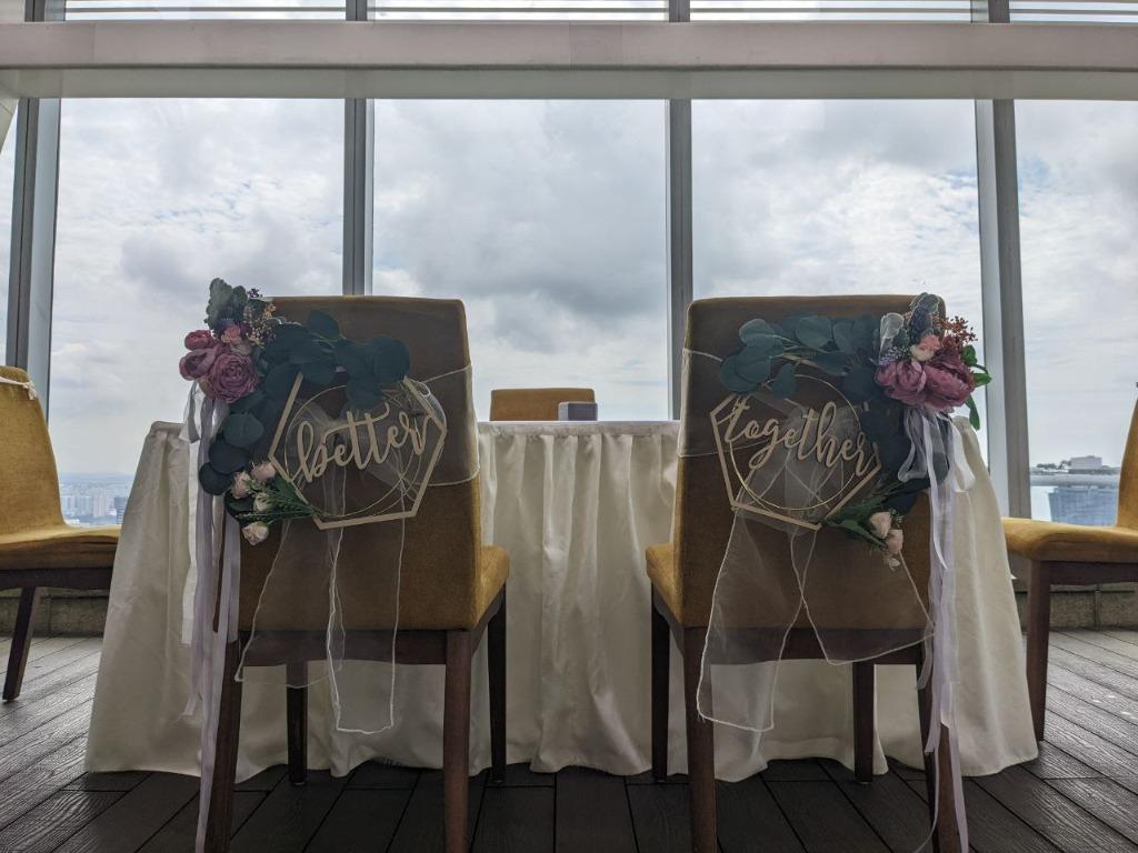Wedding solemnisation chair decorations "better together" signage ...