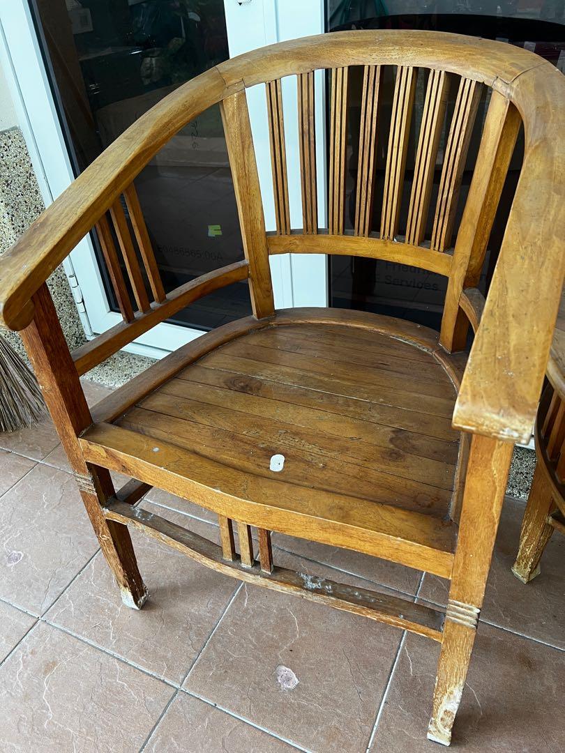 Wooden Arm Chair with Side Table, Furniture & Home Living, Furniture ...