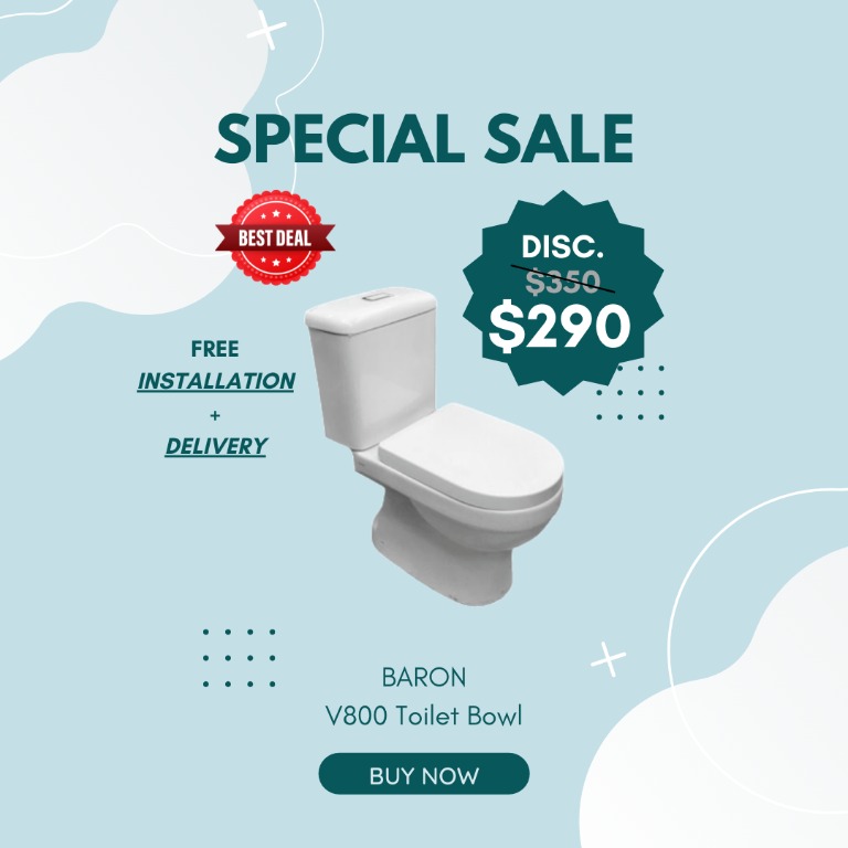 BARON V800 TOILET BOWL | FOC INSTALLATION & DELIVERY, Furniture & Home ...