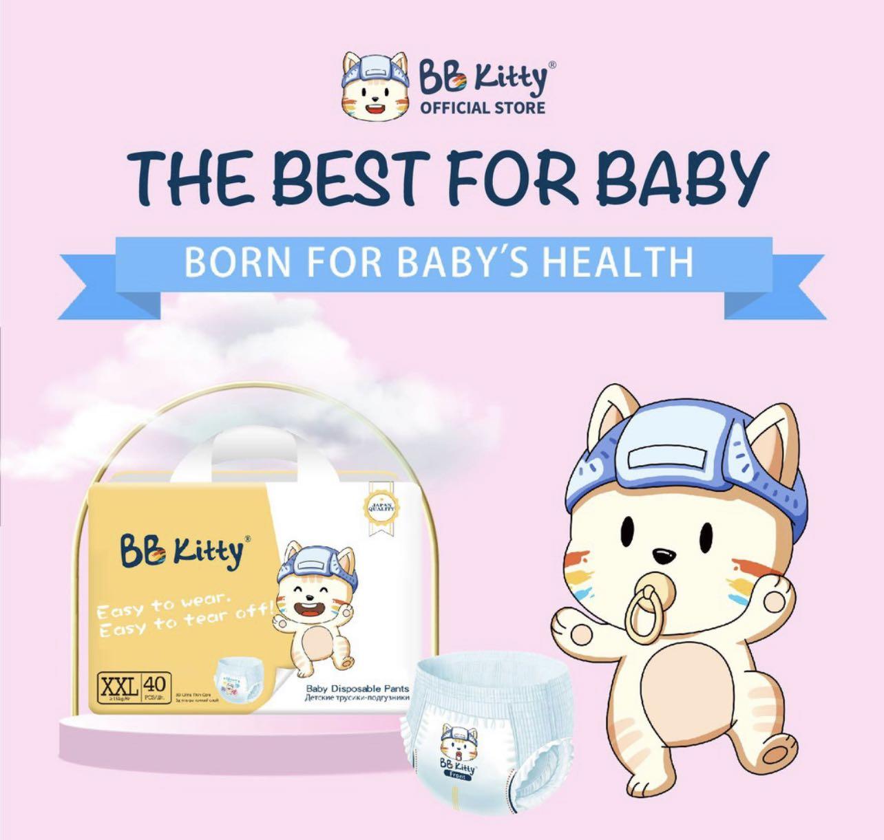 BB Kitty Baby diapers Pants XXL , 40pcs, Babies & Kids, Bathing ...