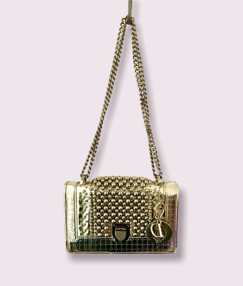 Christian Dior Diorama Gold Metallic Leather Bag With Datecode Serial ...