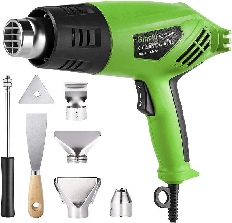 Hot Air Gun, ginour 2000W Heat Gun 230V,4 Nozzles with Scraper ...
