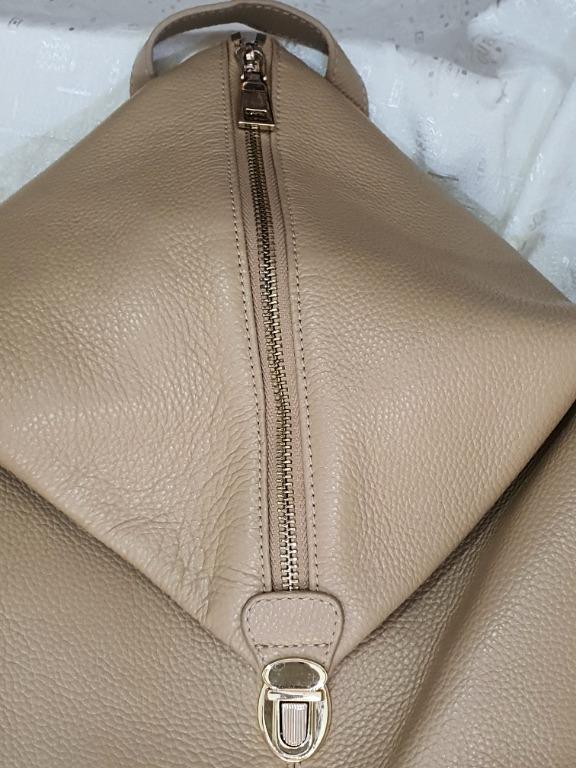 Jane Shilton Vera Backpack Calf Pebble-textured Leather Beige, Women's ...