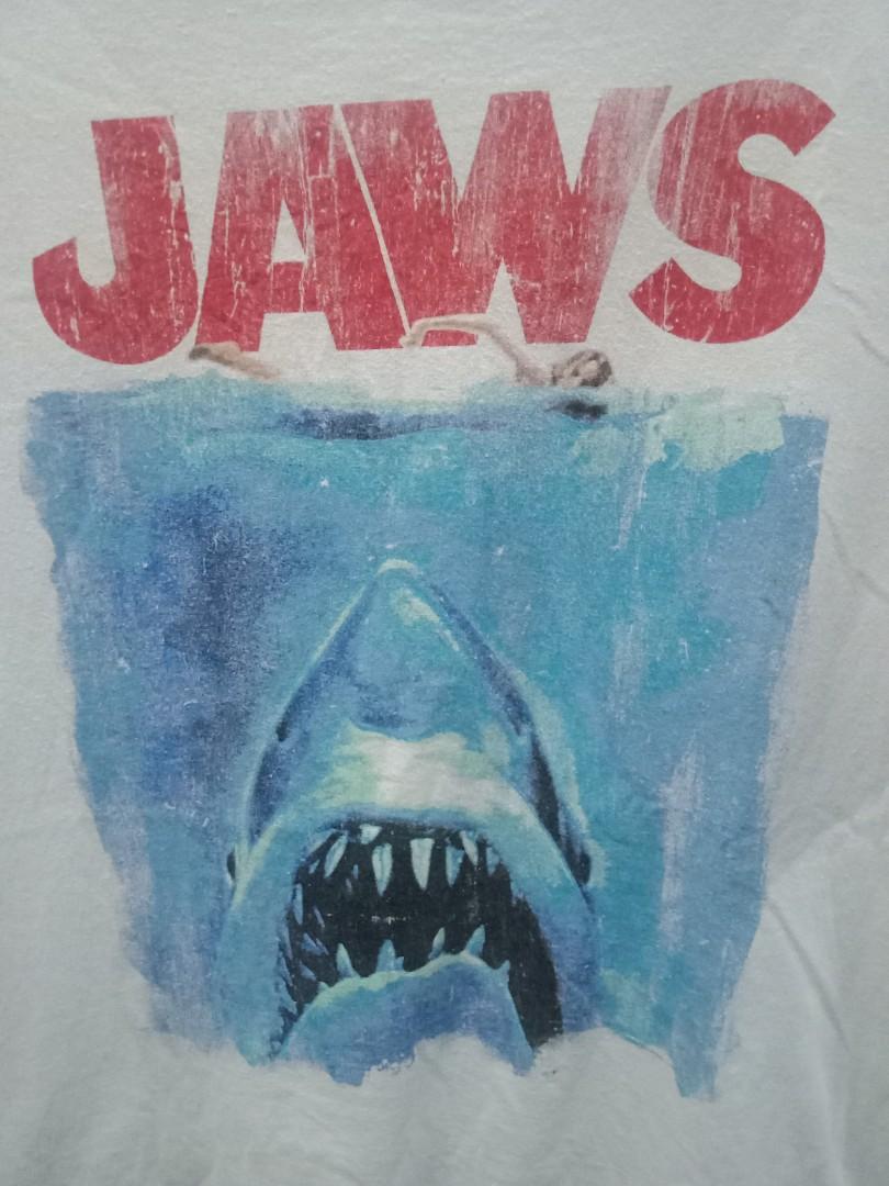 Movie tee JAWS shirt 1975 retro logo film released with series JAWS 2 ...