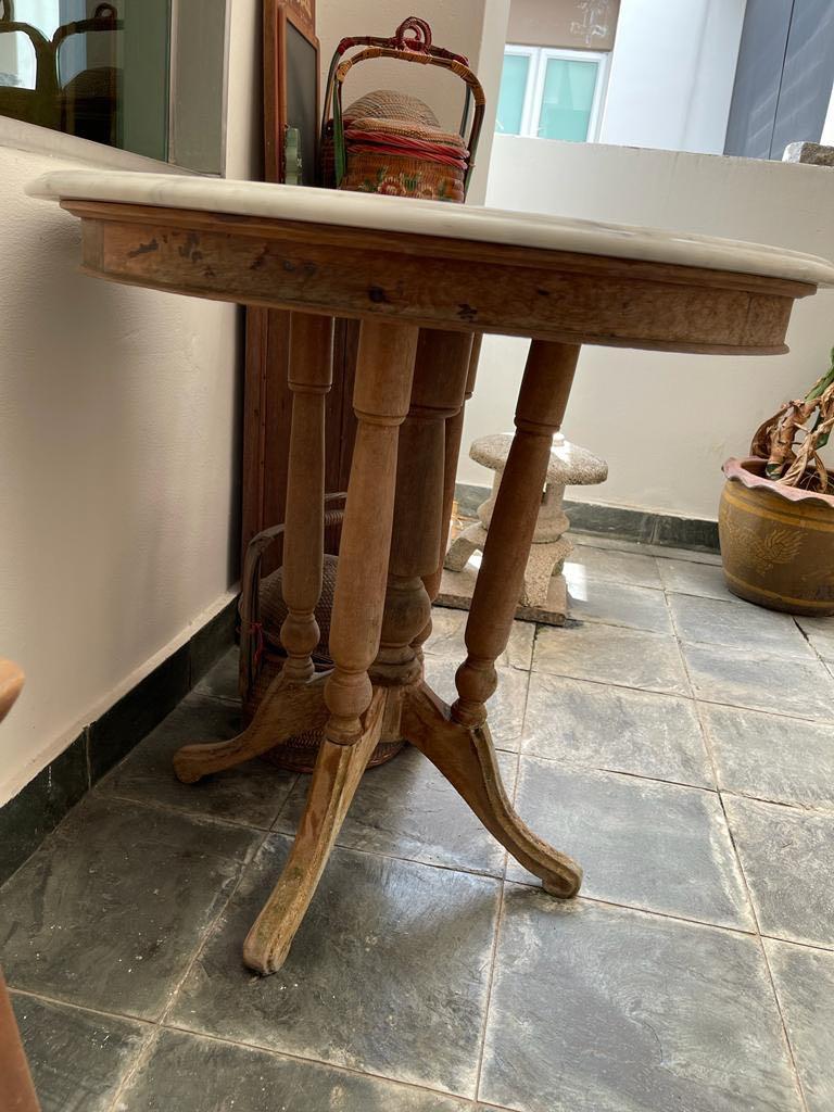Old Vintage Kopi Tiam Marble Table, Furniture & Home Living, Furniture ...