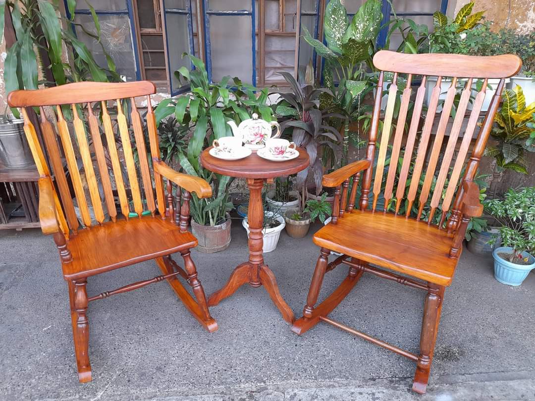 Pair of Narra Rocking Chair with table, Furniture & Home Living ...