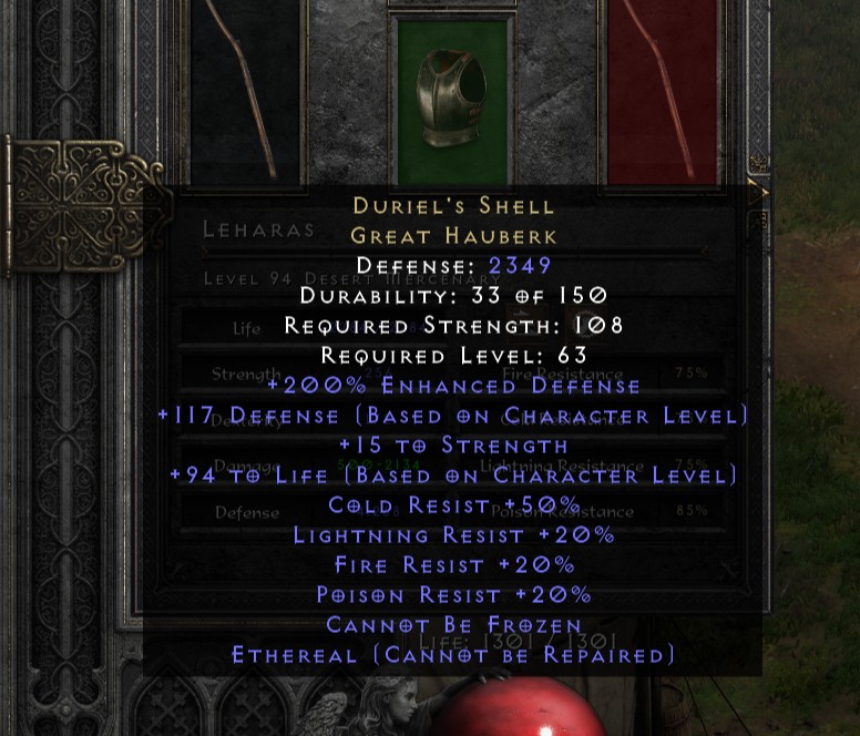 Perfect Ethereal Upped Durial Shell | Diablo 2 Resurrected | D2R, Video ...