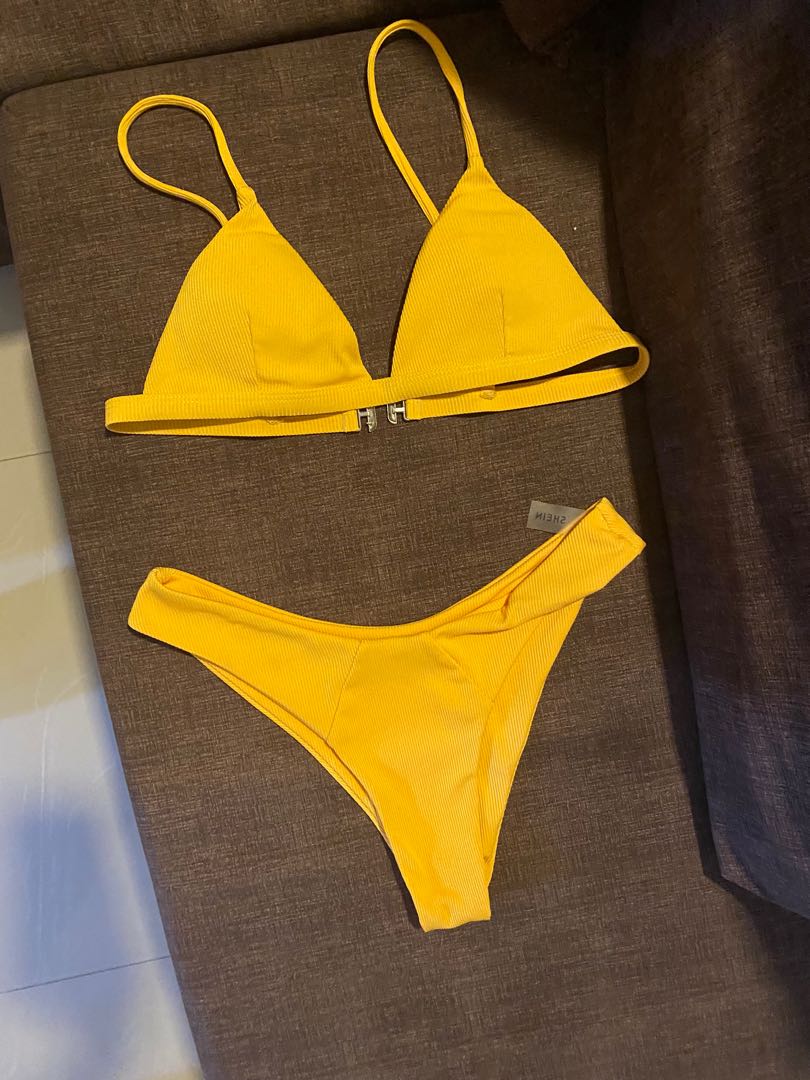summer yellow triangle bikini, Women's Fashion, Swimwear, Bikinis ...